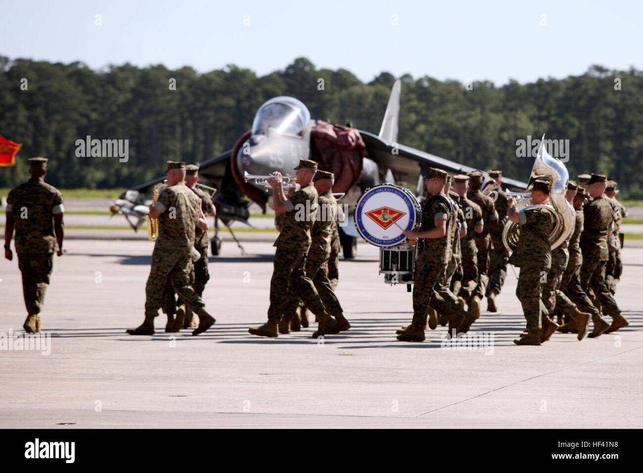 The 2nd Marine Aircraft Wing Band performs during the 2nd MAW change of ...
