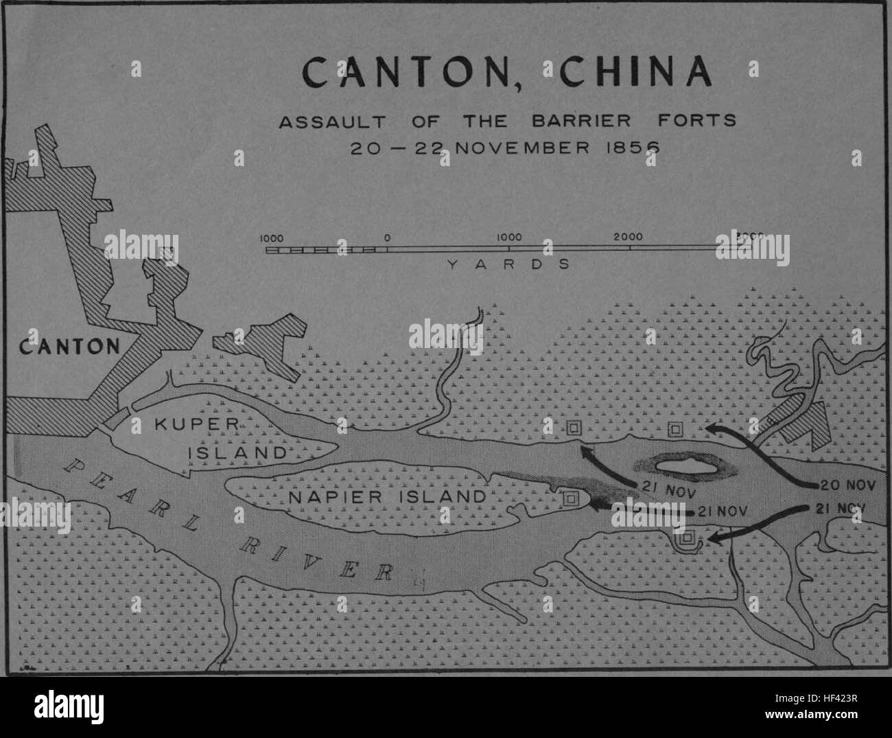 Map detailing the location and layout of barrier forts, used ...