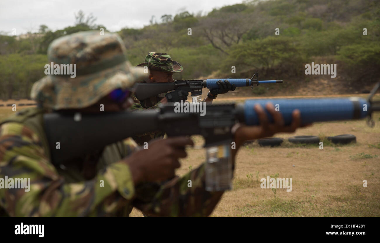 Service members from Barbados (front) and Trinidad and Tobago shoot the ...
