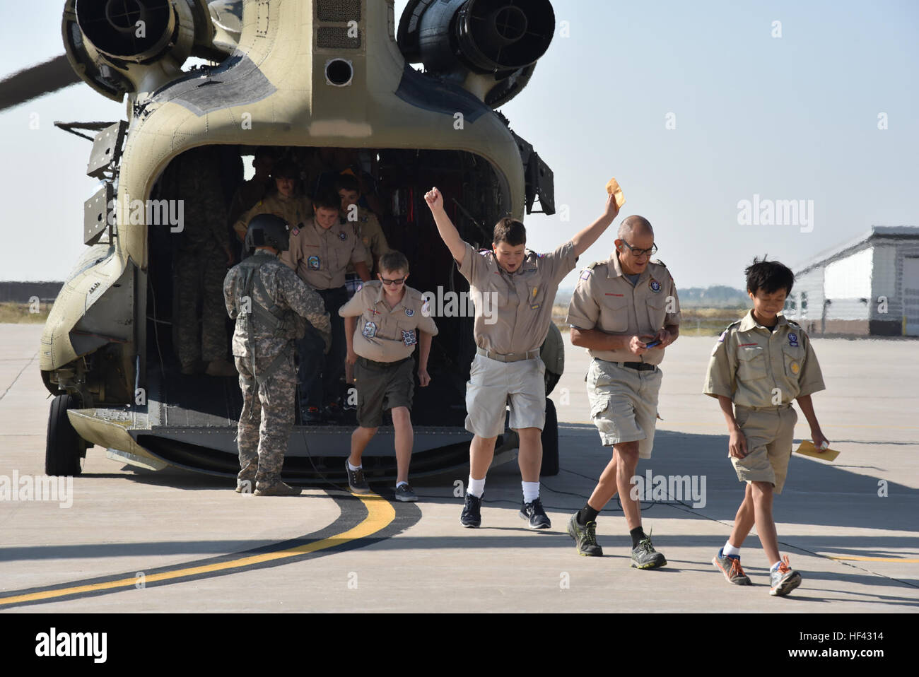 Boy Scouts of America participate in an aviation activity coordinated ...