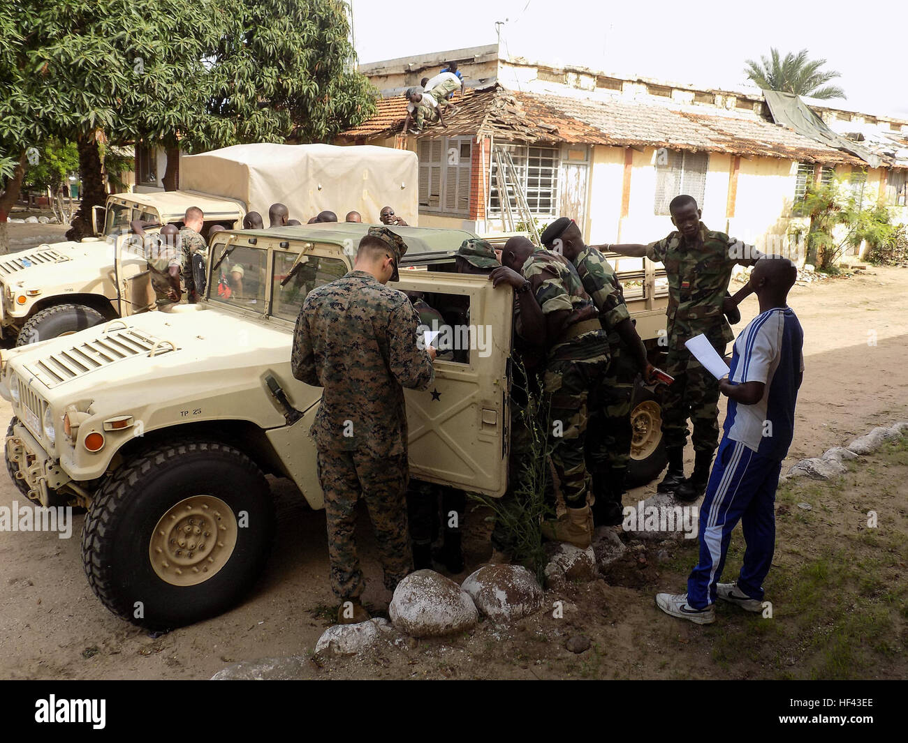 U.S. Marines demonstrate High Mobility Multipurpose Wheeled Vehicles to ...