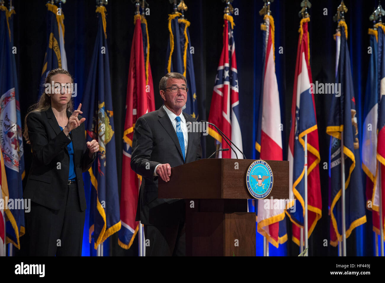 Secretary of Defense Ash Carter speaks during the Department of Defense ...