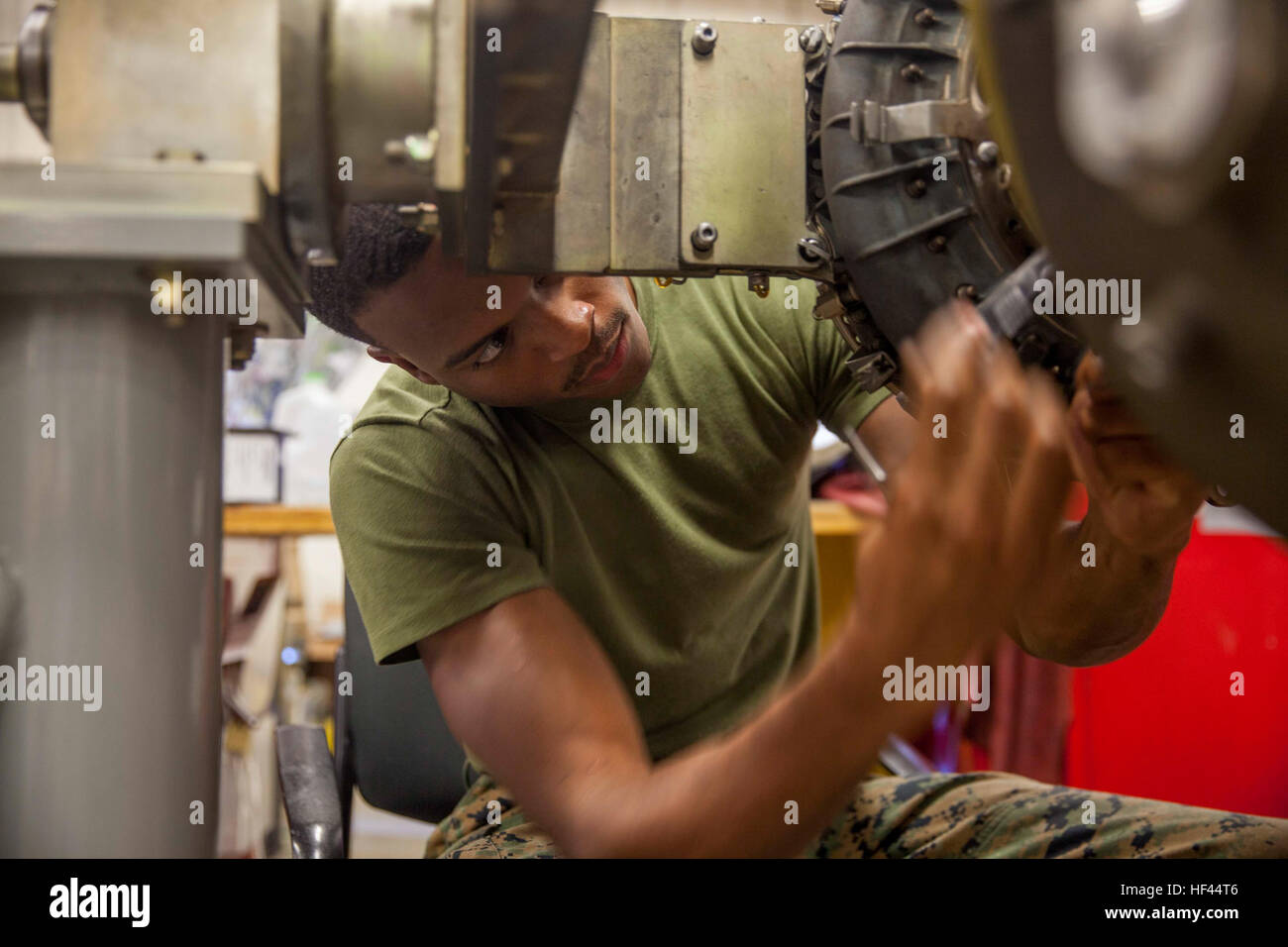U.S. Marine Corps Lance Cpl. Khiry D. Bradford, a helicopter power ...