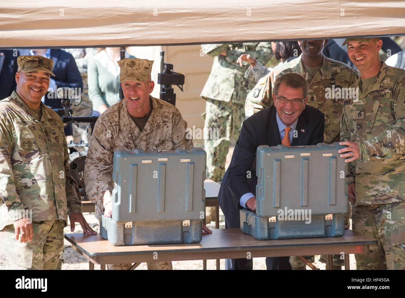Secretary of Defense Ash receives a hands on demonstration of route ...