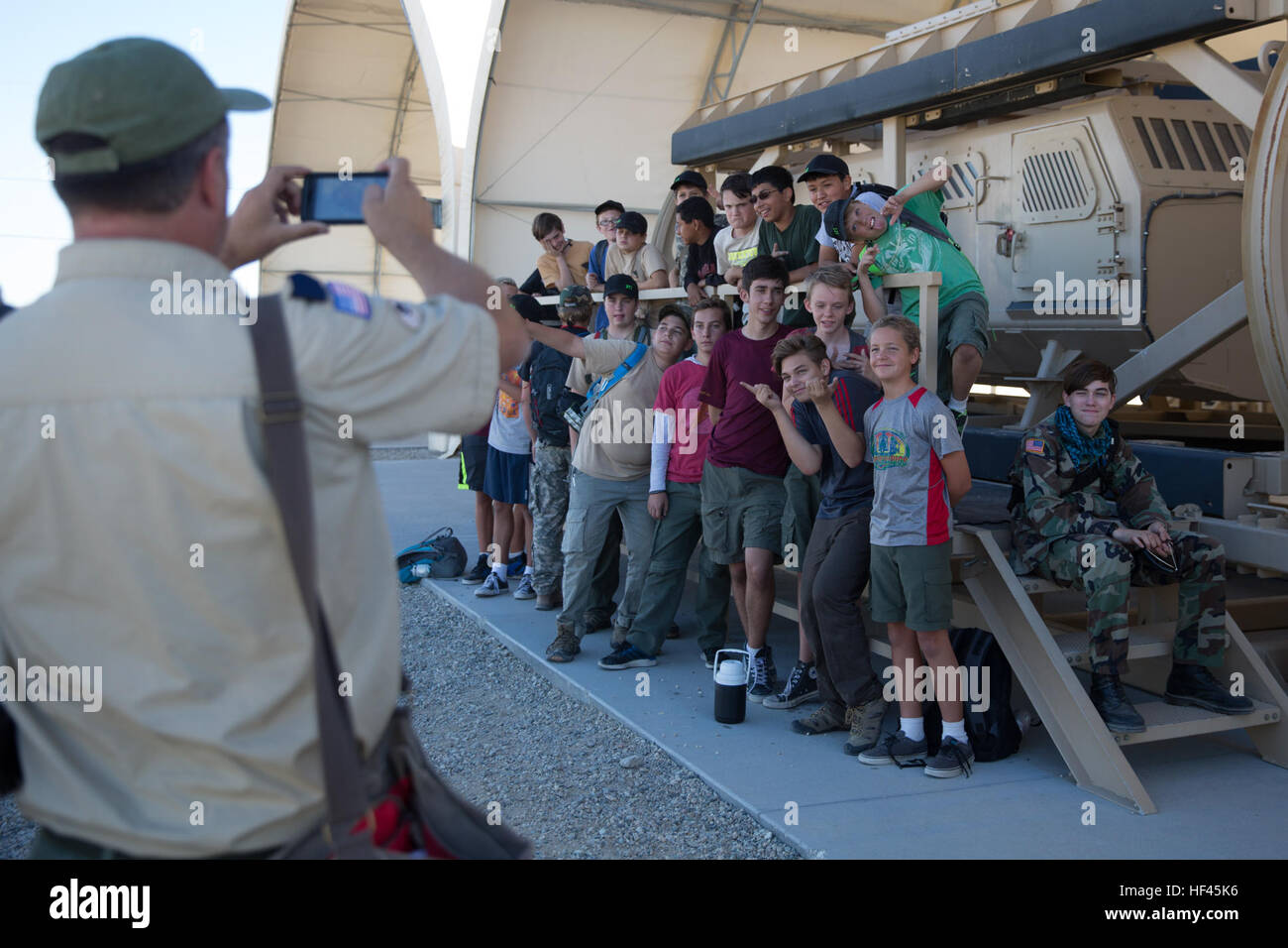 Local Boy Scouts of America troops take a photo outside a roll-over ...