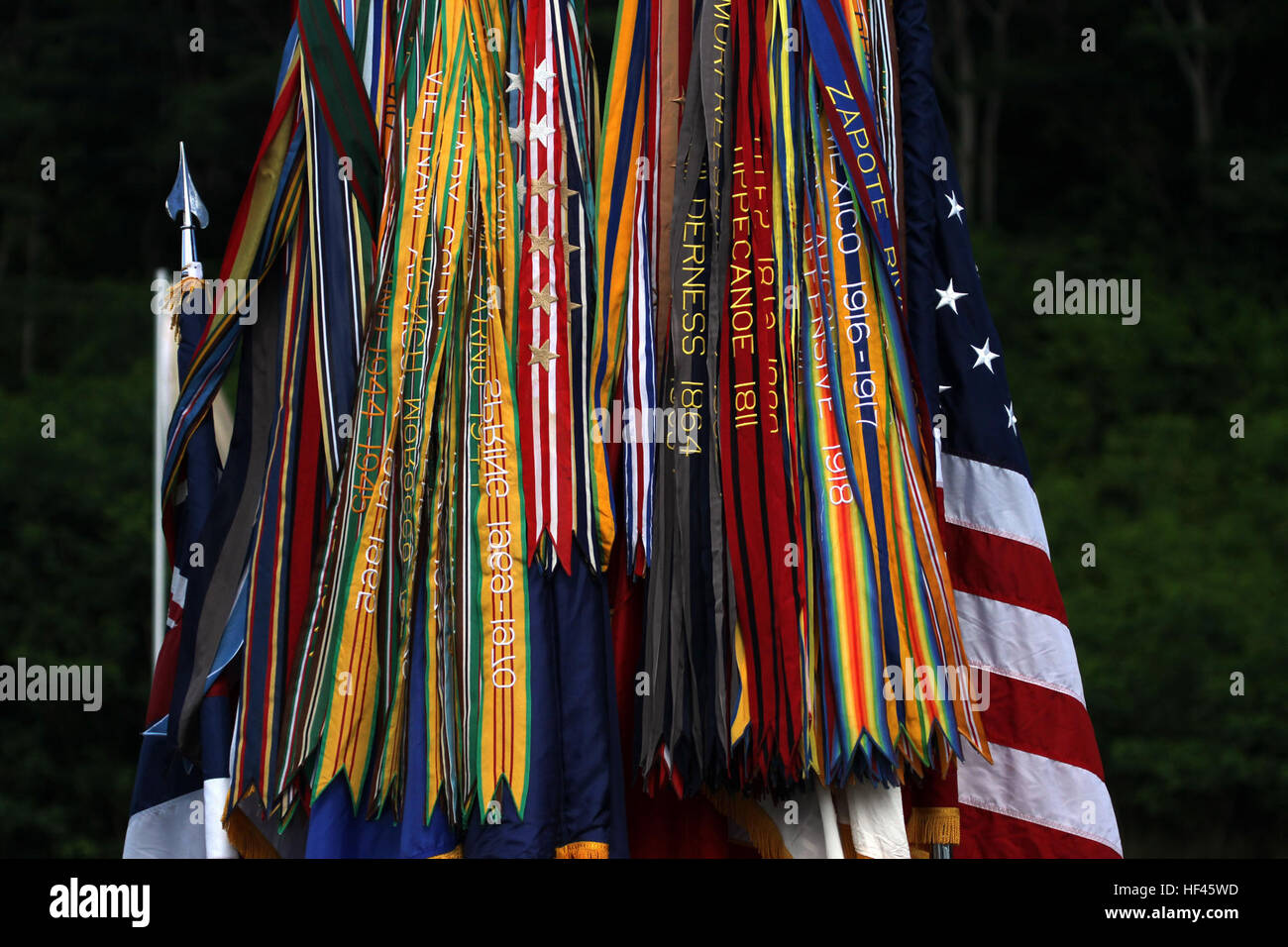 The battle streamers from the U.S. Coast Guard 14th District, U.S ...