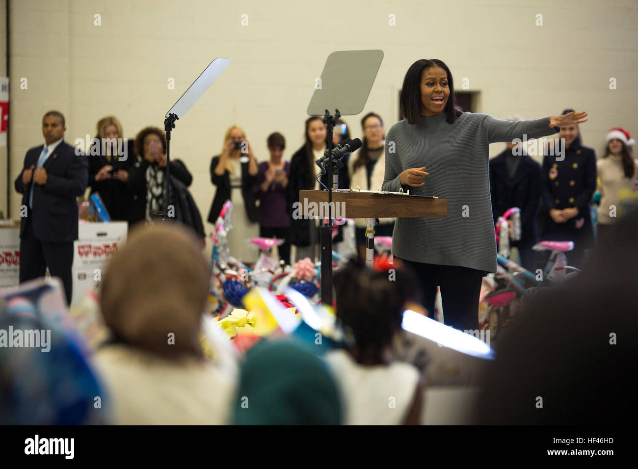 First Lady Michelle Obama gives a speech about the importance of ...