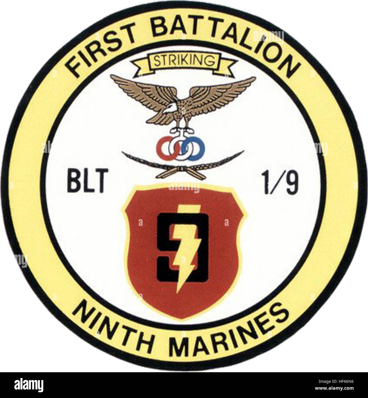 Insignia of the 1st Battalion, 9th US Marine Regiment 1991 Stock Photo ...
