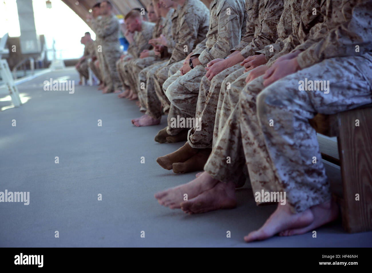 U.S. Marines attached to 2d Marine Aircraft Wing (2d MAW) await the ...