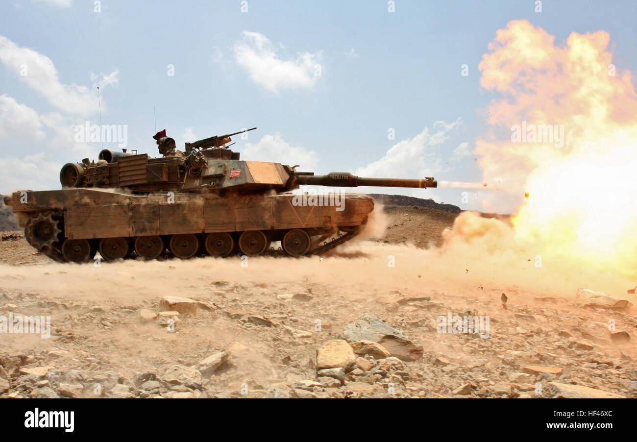A M1A1 Abrams battle tank from Tank platoon Alpha Company, Battalion ...