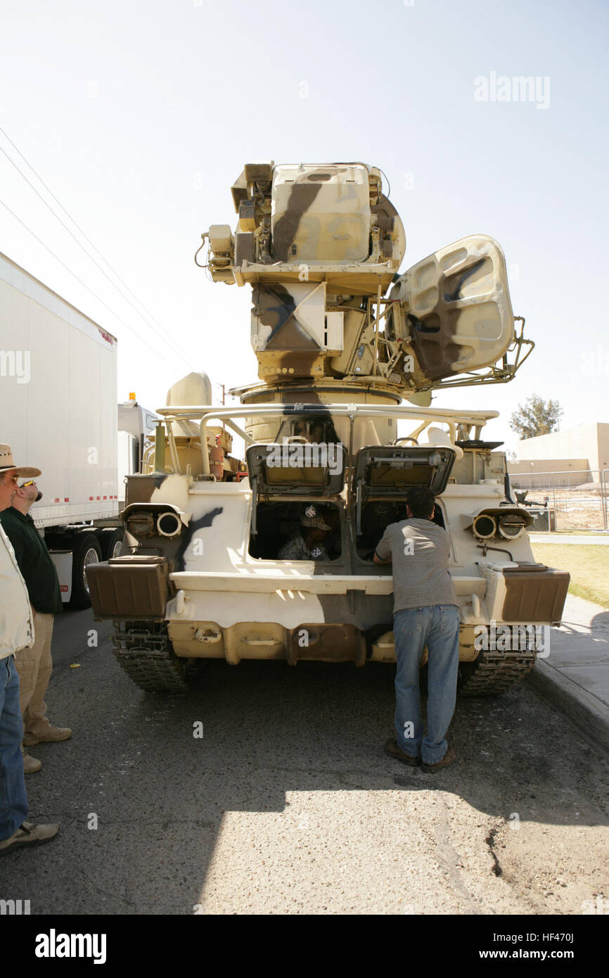 U.S. Marines sit in the cab of a former Soviet ZRK-SD Kub Straight ...