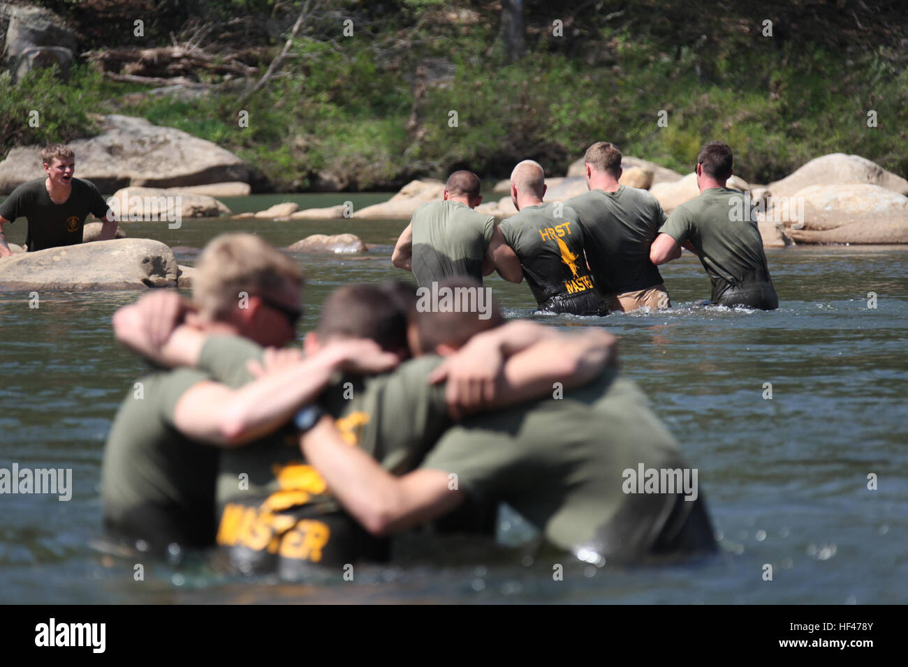 Marines with 26th Marine Expeditionary Unit cross a river using river ...