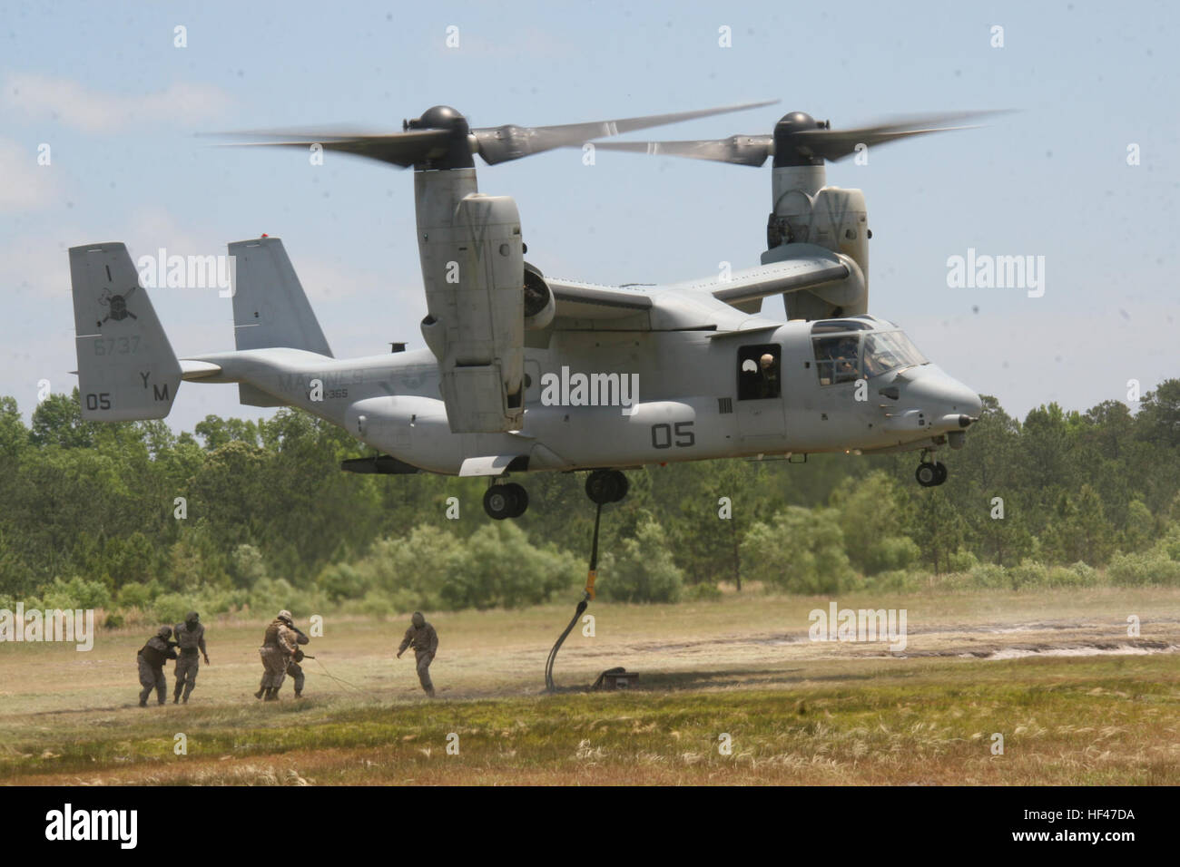 An MV-22B Osprey departs Landing Zone Condor after conducting an ...