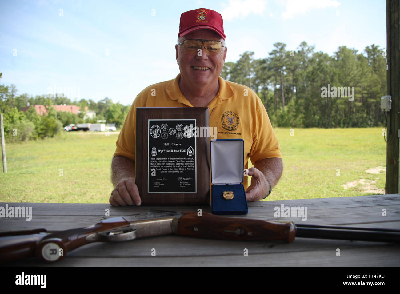 Retired Marine Corps Master Sgt. William H. Jones displays his Armed ...