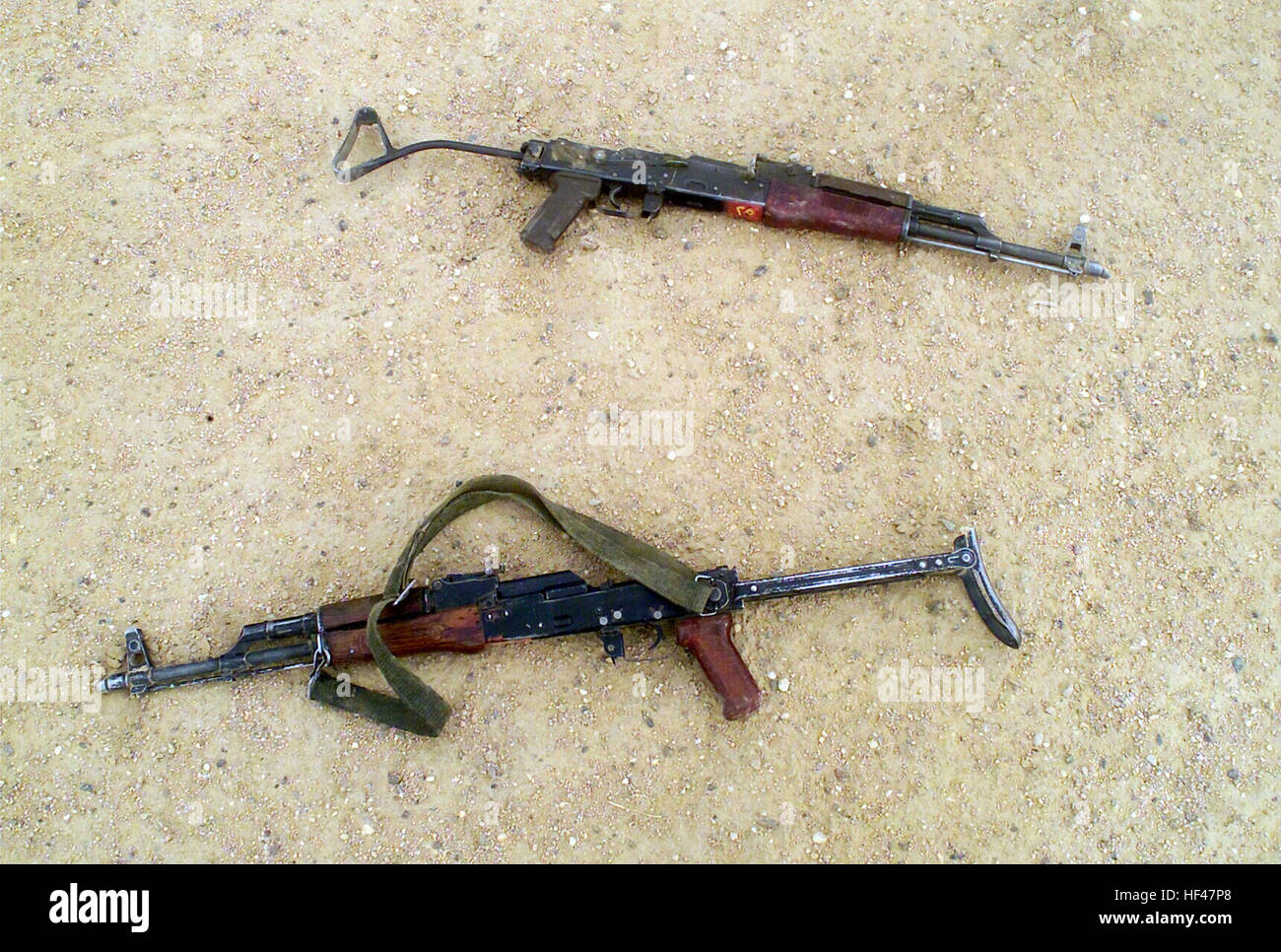 Iraqi weapons, two Zastava M80 Yugoslavia automatic rifles are secured ...