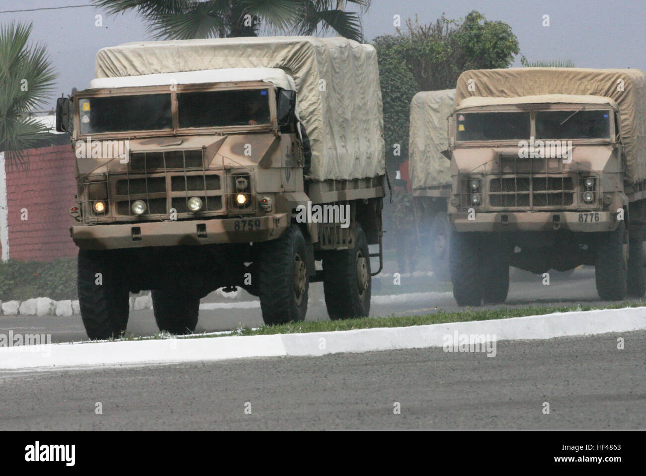 Peruvian naval infantry troop transport trucks hi-res stock photography ...