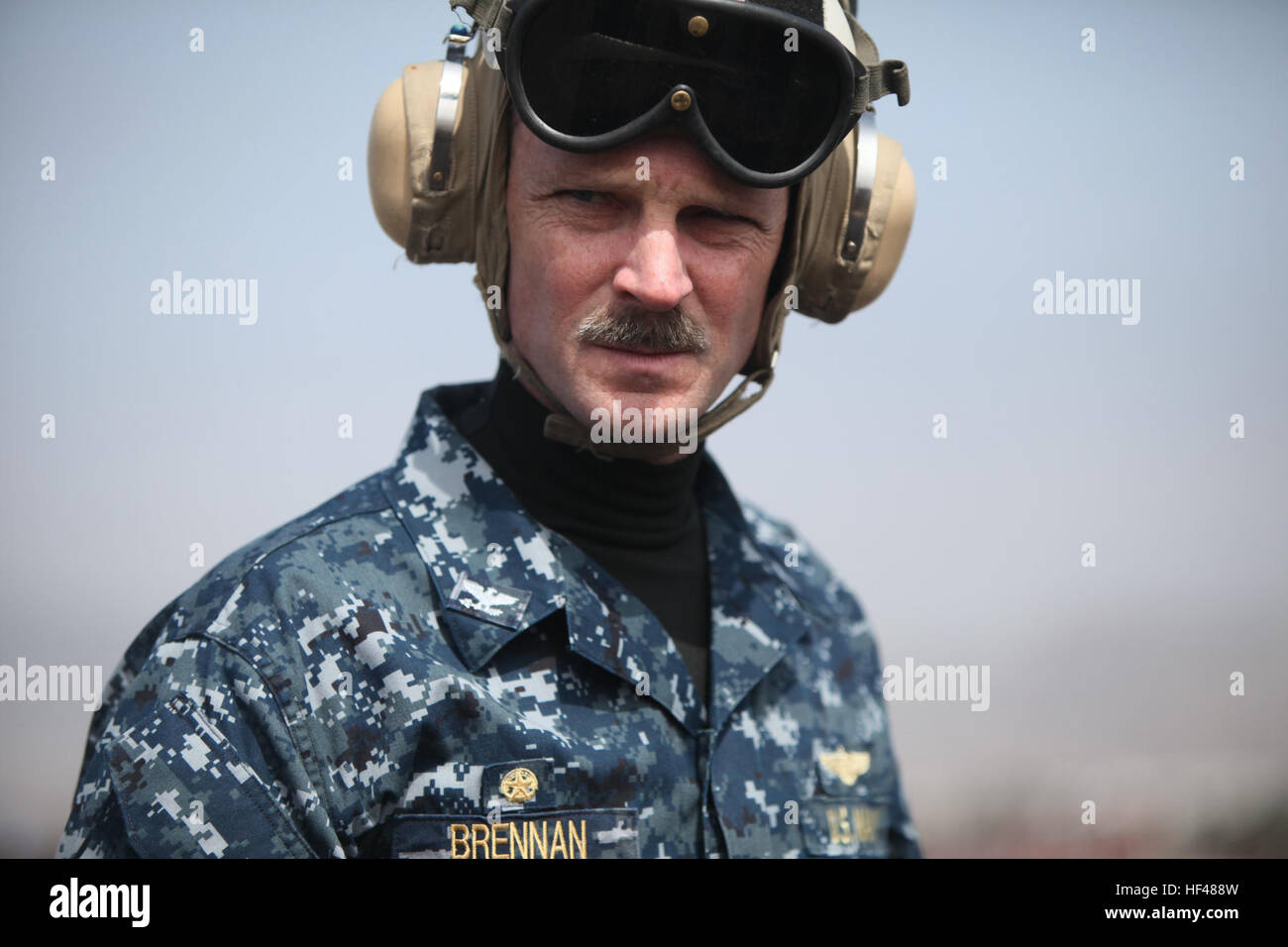 U.S. Navy Capt Peter J. Brennan, Commodore of the amphibious transport ...