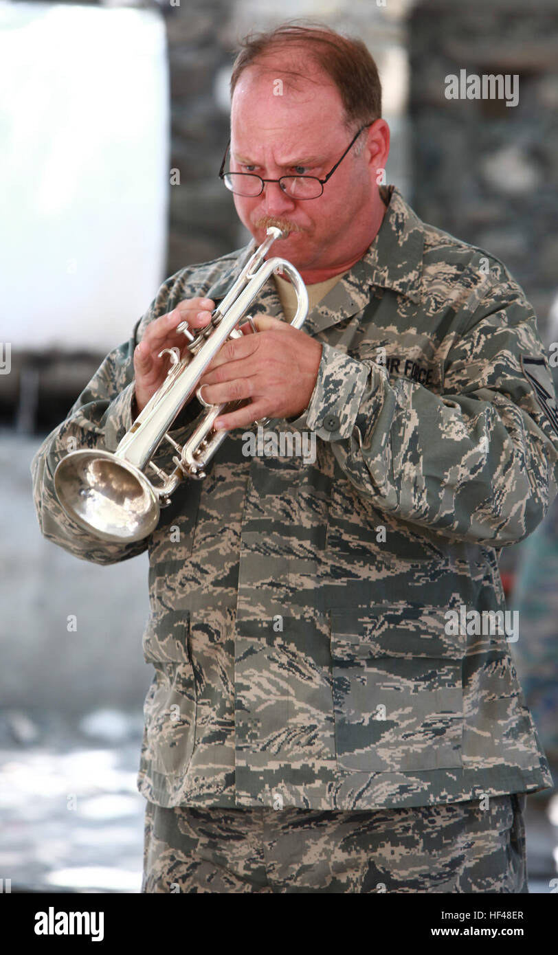 U.S. Air Force Master Sgt. Jay Halpin, trumpet player for New Harmony ...