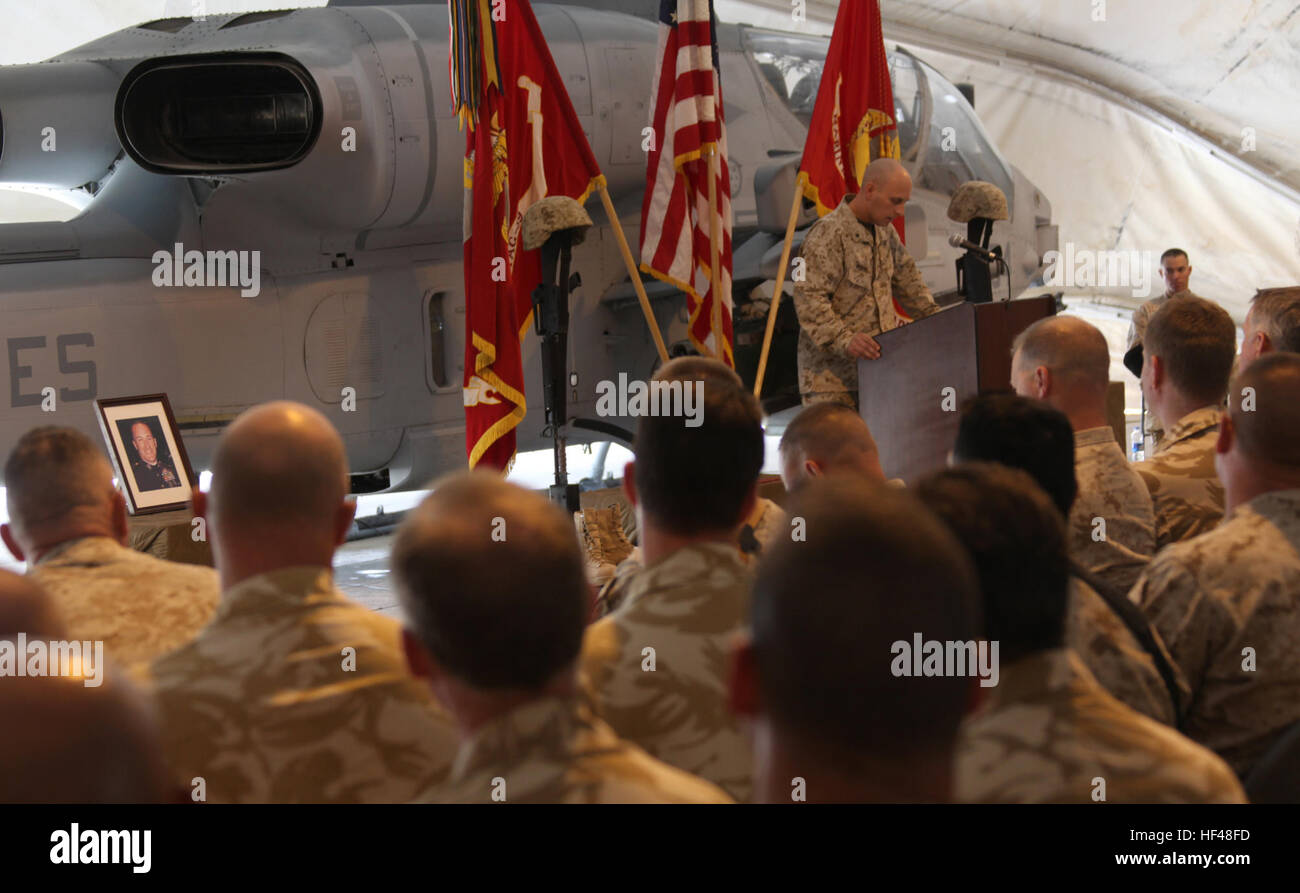 Marines hold a memorial service at Camp Bastion, Afghanistan, honoring ...