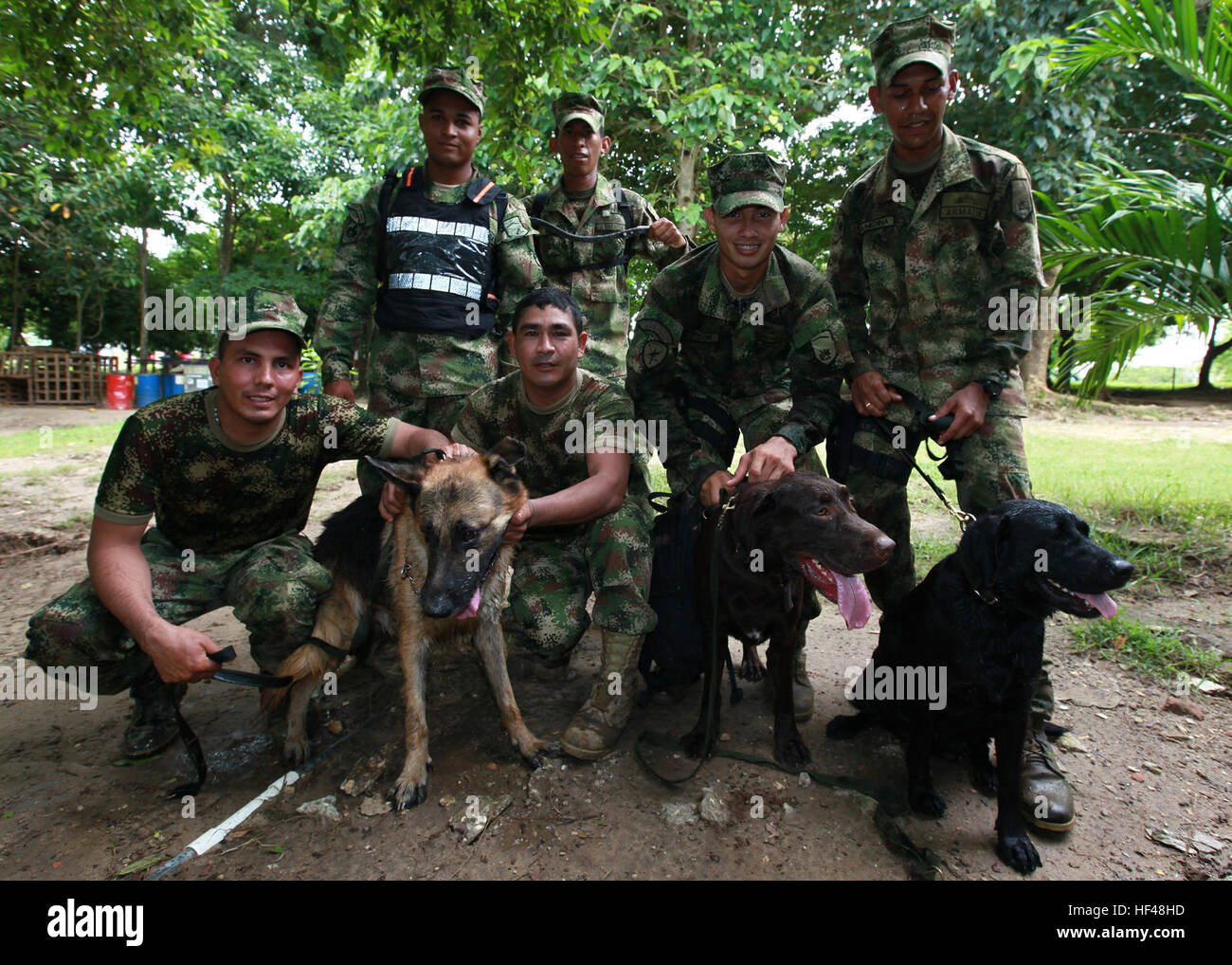 Colombian marines pose with their narcotic and explosive identifying ...