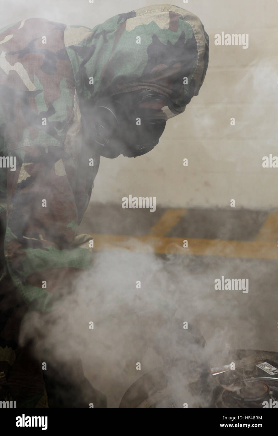 Smoke from a chlorobenzalmalononitrile gas capsule, a riot control ...