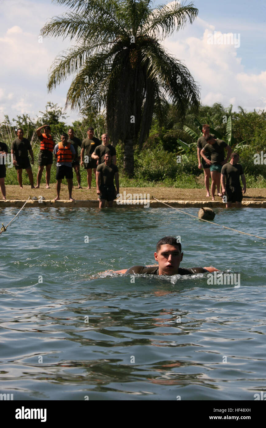 U.S. Marines practice water survival aboard Poptun Training Camp in ...