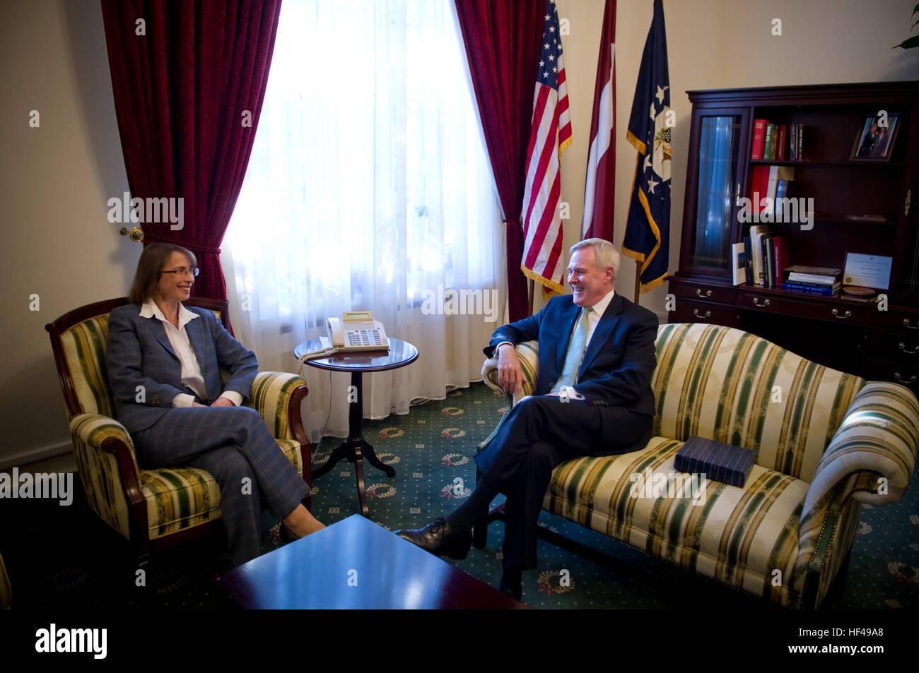 Secretary of the Navy, the Honorable Ray Mabus, speaks with U.S ...
