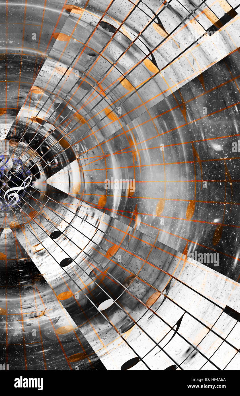 music notes in space with stars. abstract color background. Music ...