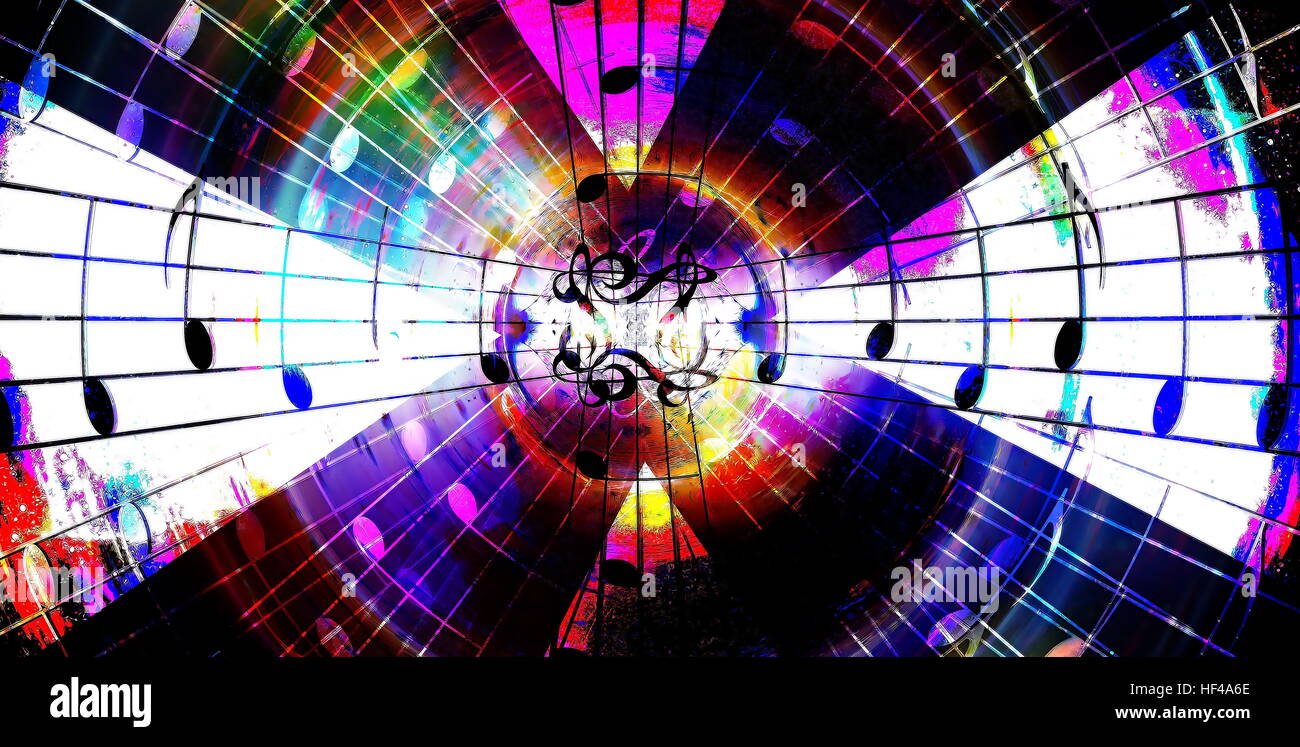 music note and abstrtact color background. spots background Stock Photo ...