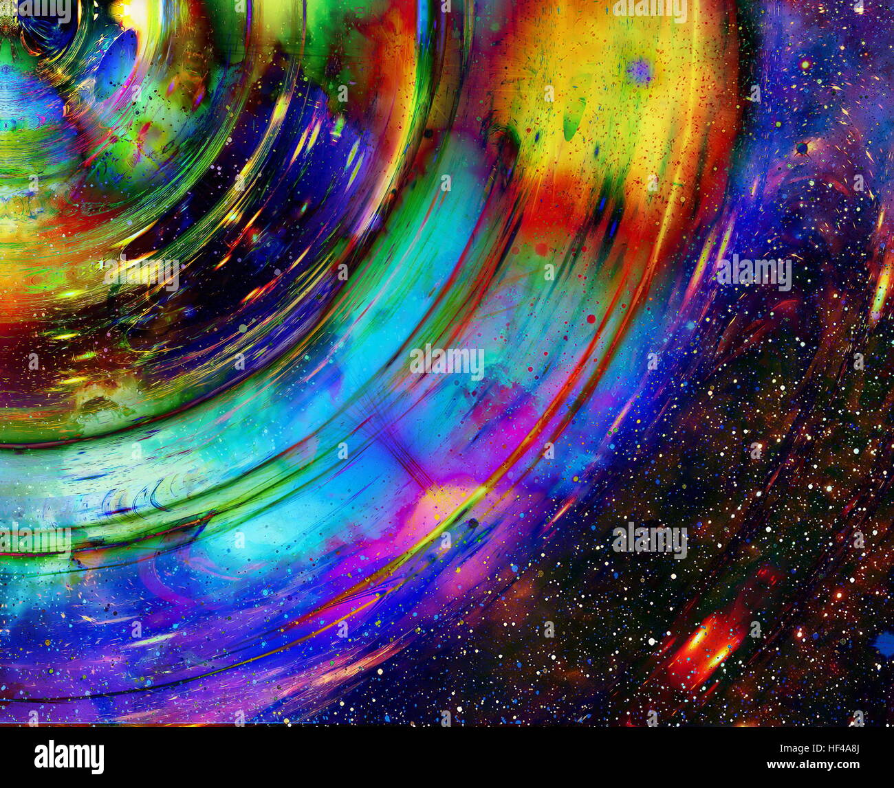 graphic concept of music in space, cosmic sound waves, computer design ...