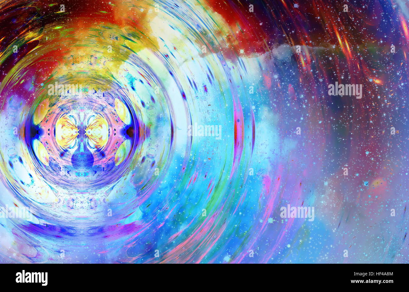 graphic concept of music in space, cosmic sound waves, computer design ...