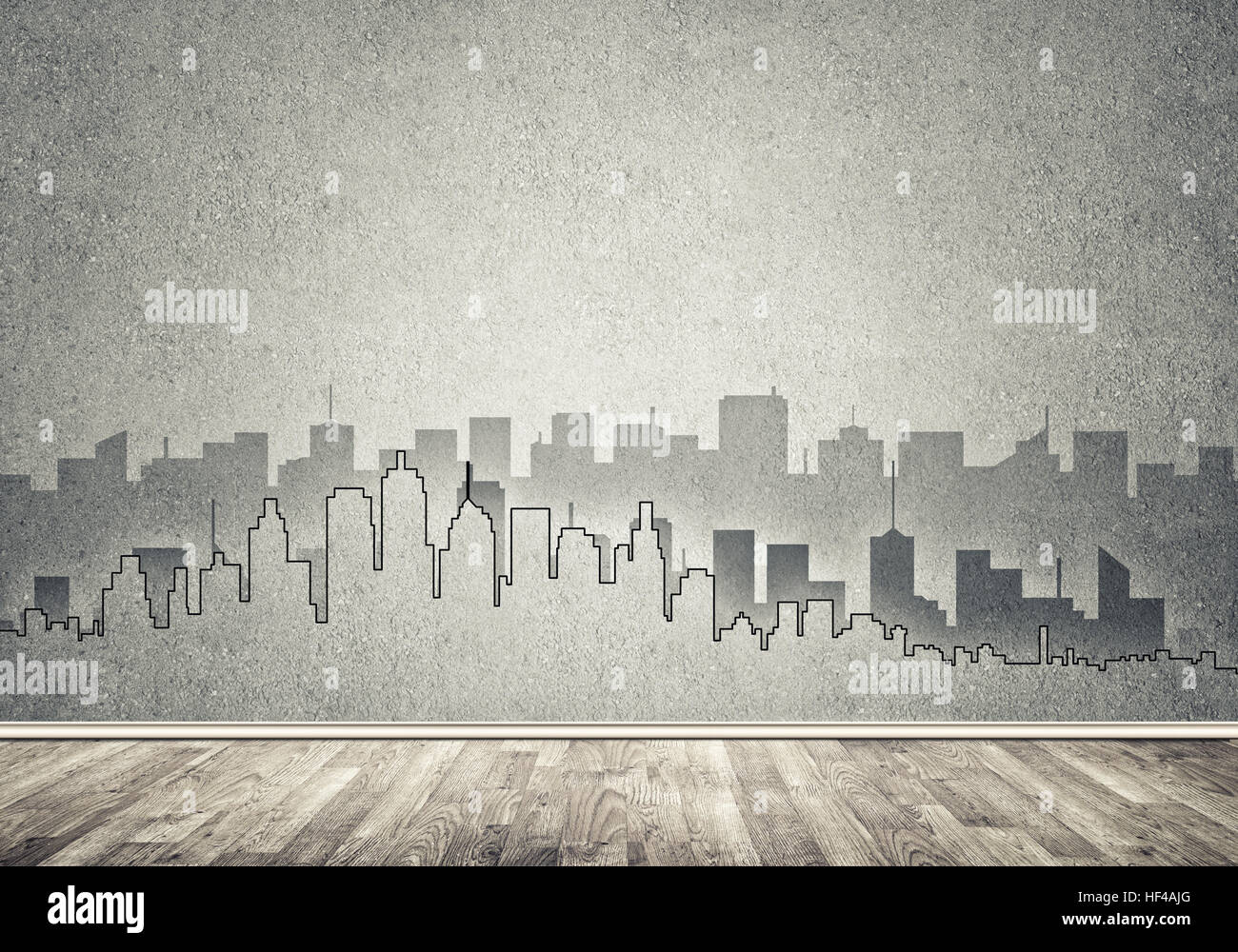City design on wall Stock Photo - Alamy