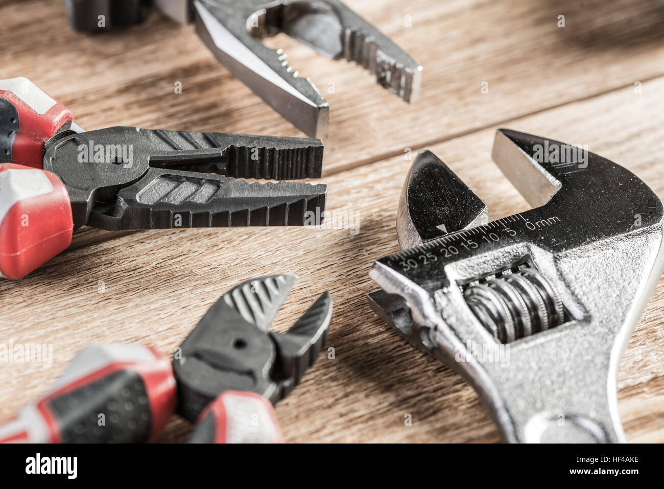 Instruments on wooden table Stock Photo - Alamy