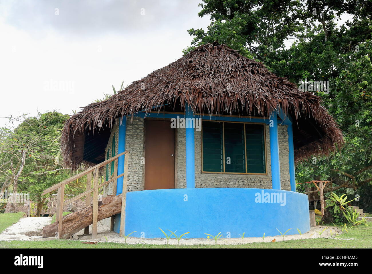 Blue painted thatched bungalow veranda hi-res stock photography and ...