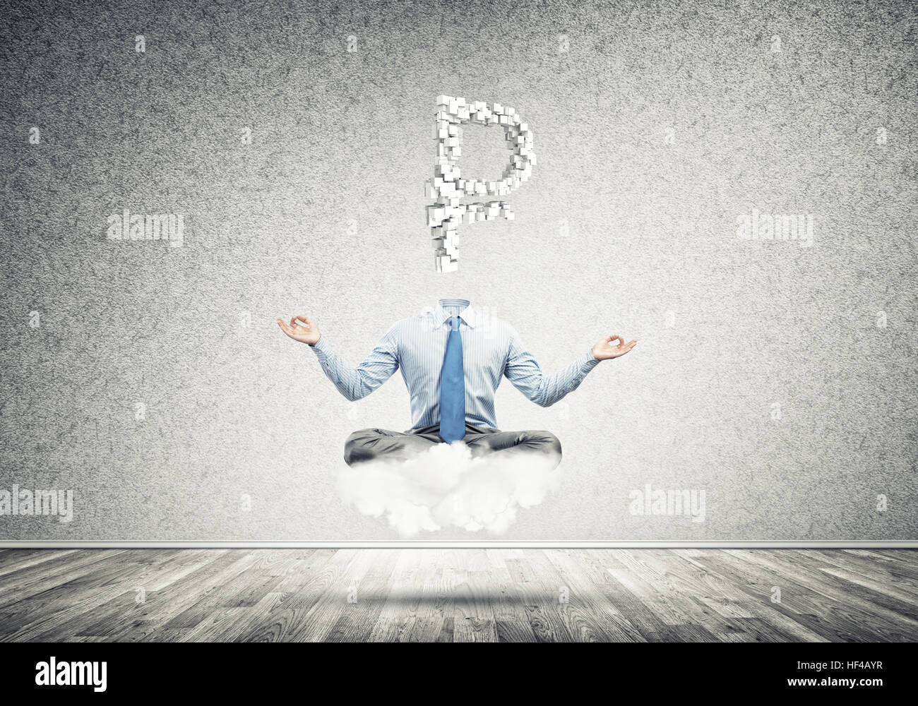 Headless meditating businessman Stock Photo - Alamy