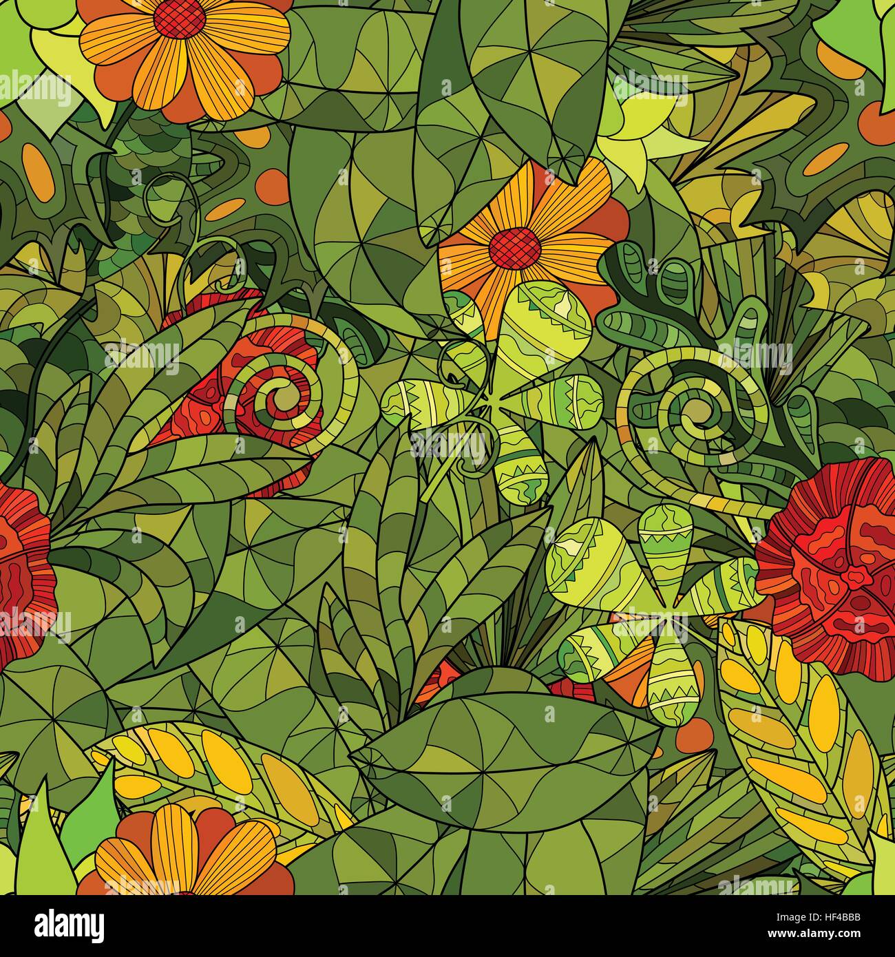 Hand Drawn Floral Seamless Pattern Stock Vector Image And Art Alamy