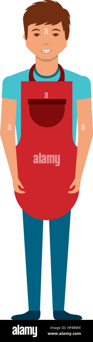 man with apron character vector illustration design Stock Vector Image ...
