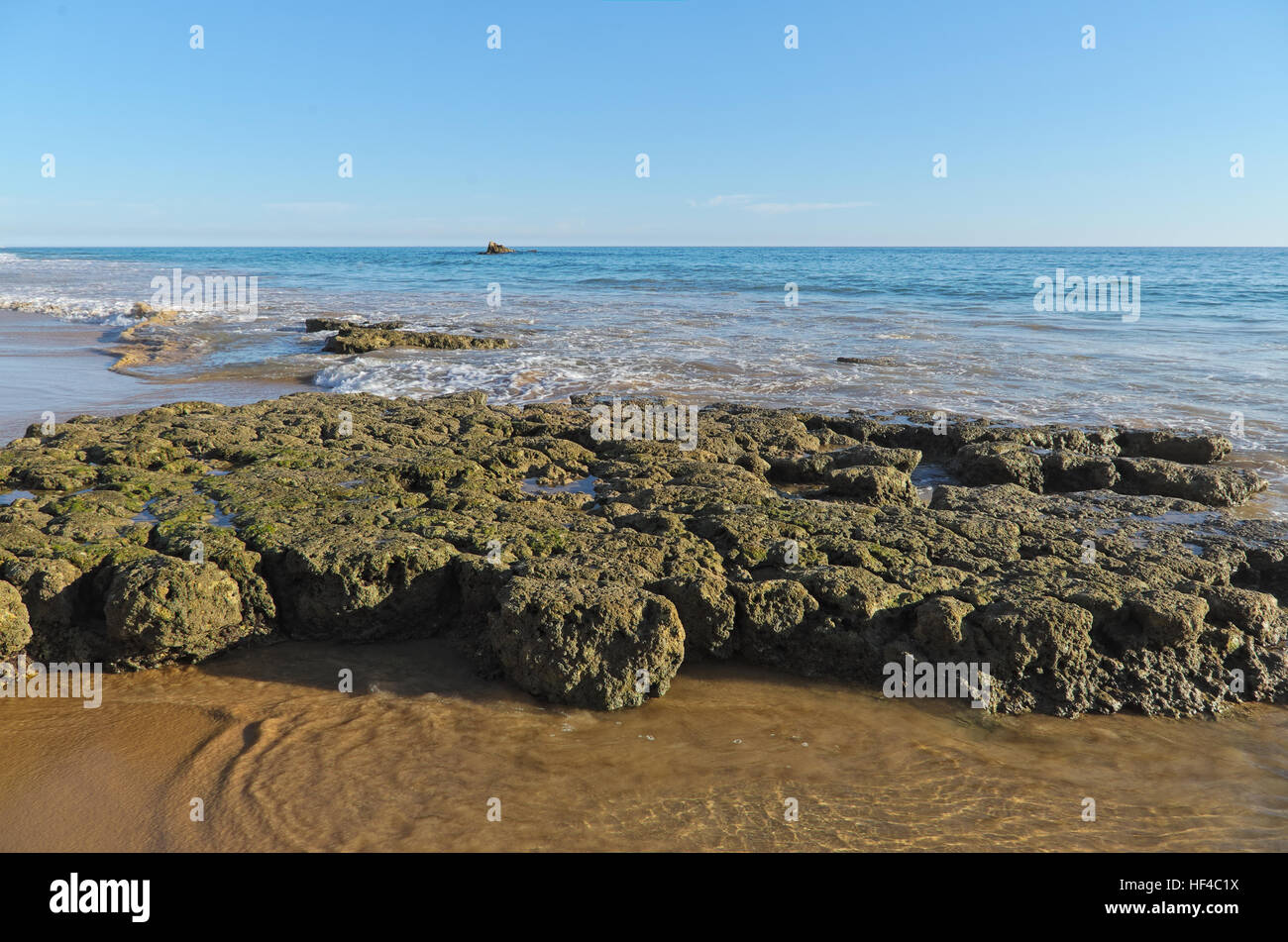 View of Gale beach in Albufeira. Algarve, Portugal Stock Photo - Alamy