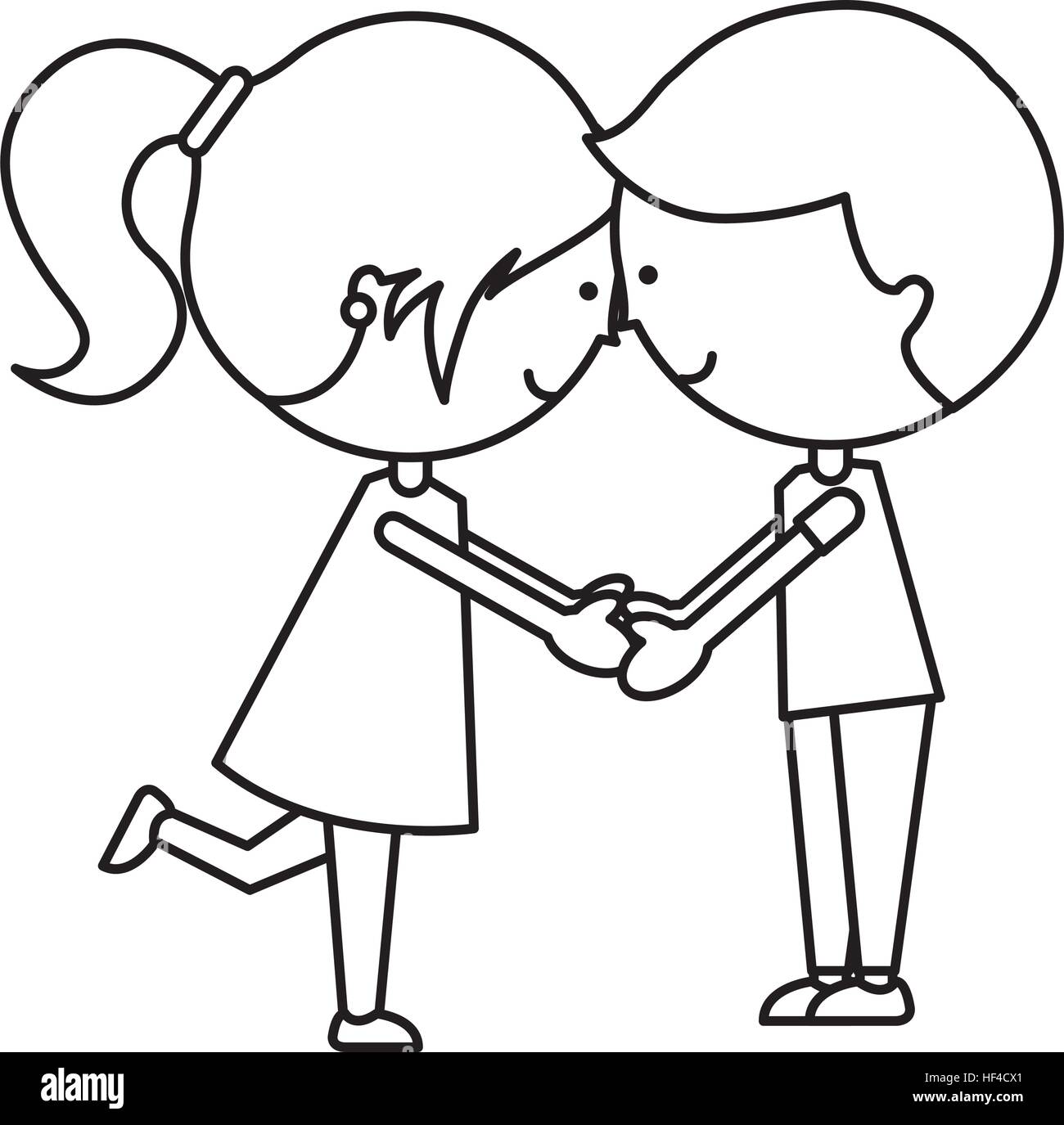 cute little couple characters vector illustration design Stock Vector ...