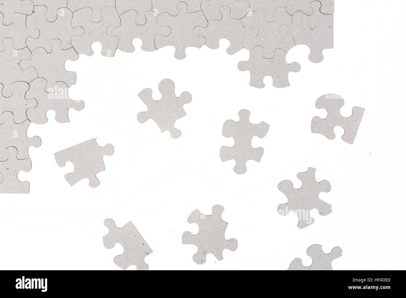 Blank puzzle partially completed isolated on white background Stock ...
