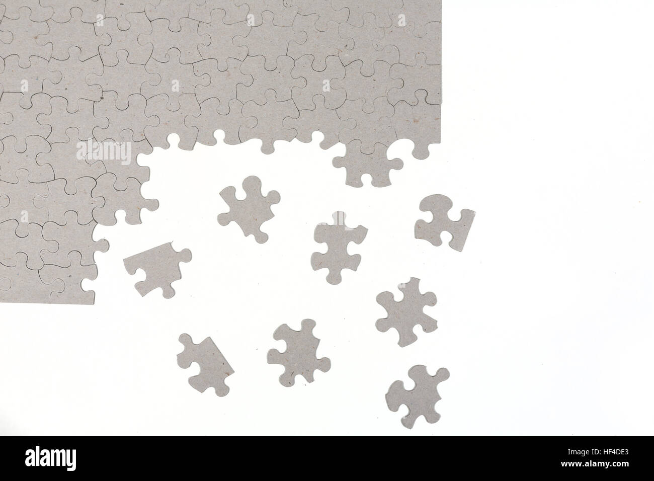 Blank puzzle partially completed isolated on white background Stock ...
