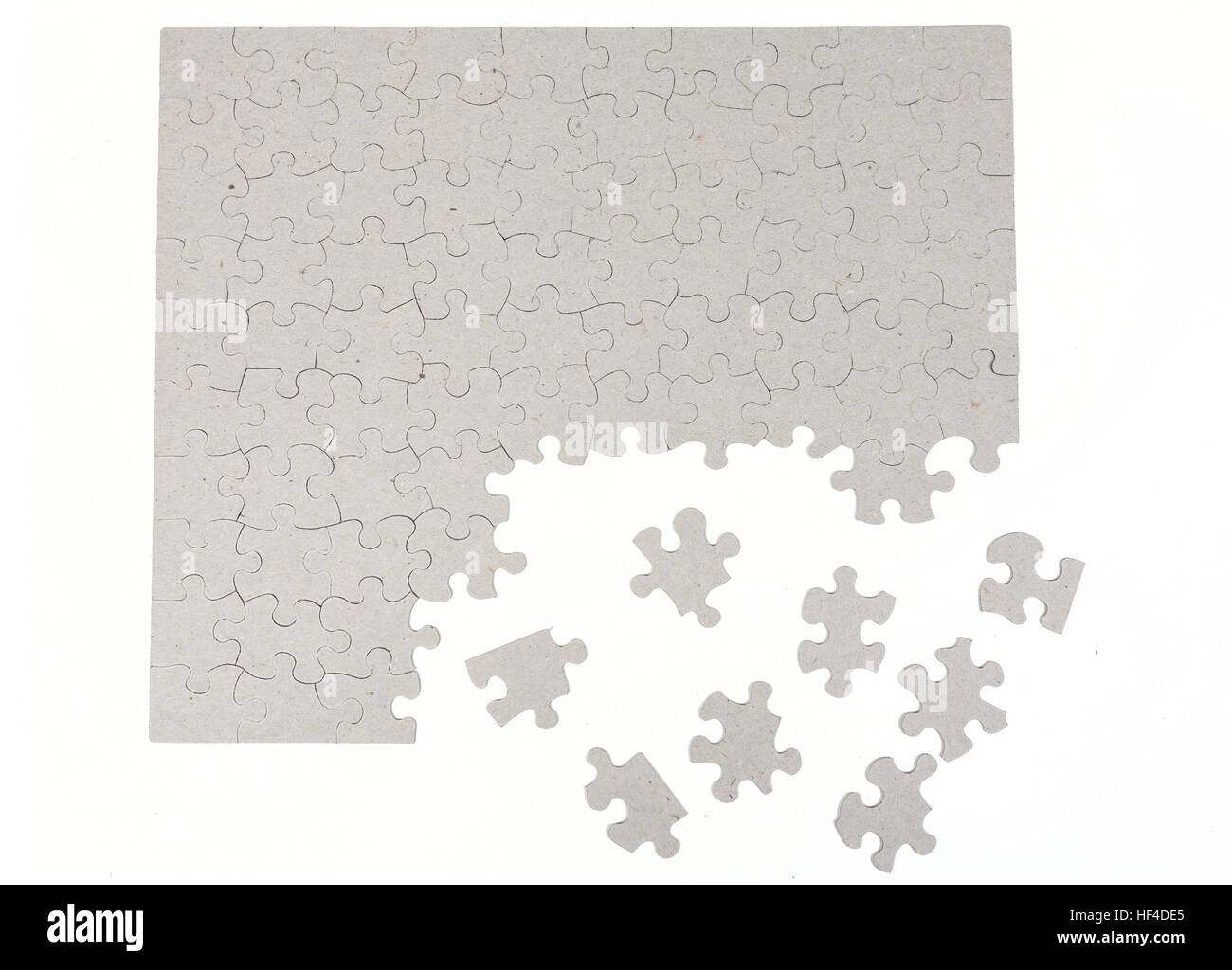 Blank puzzle partially completed isolated on white background Stock ...