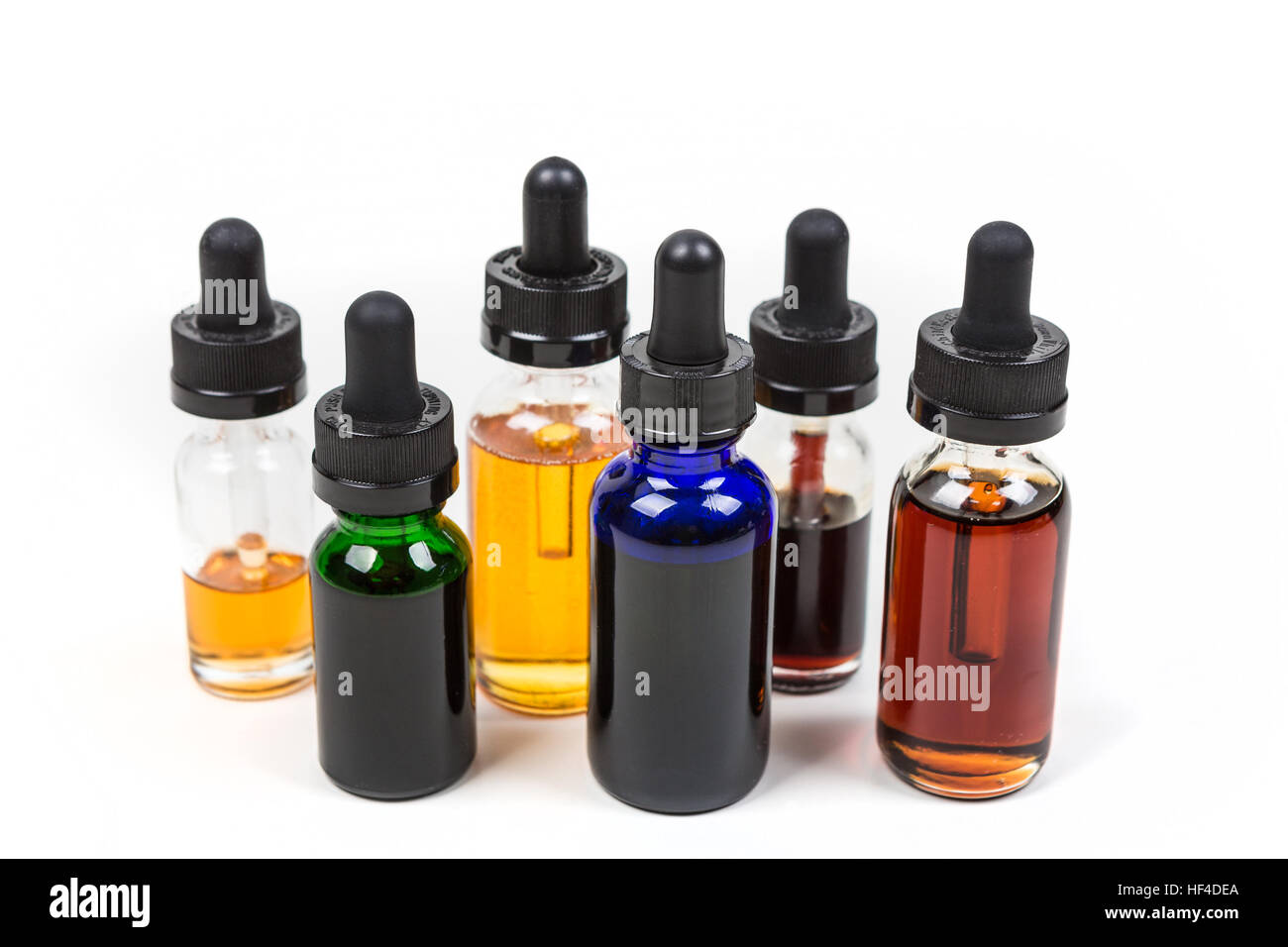 Assorted flavors of vape juice isolated on white background Stock Photo ...