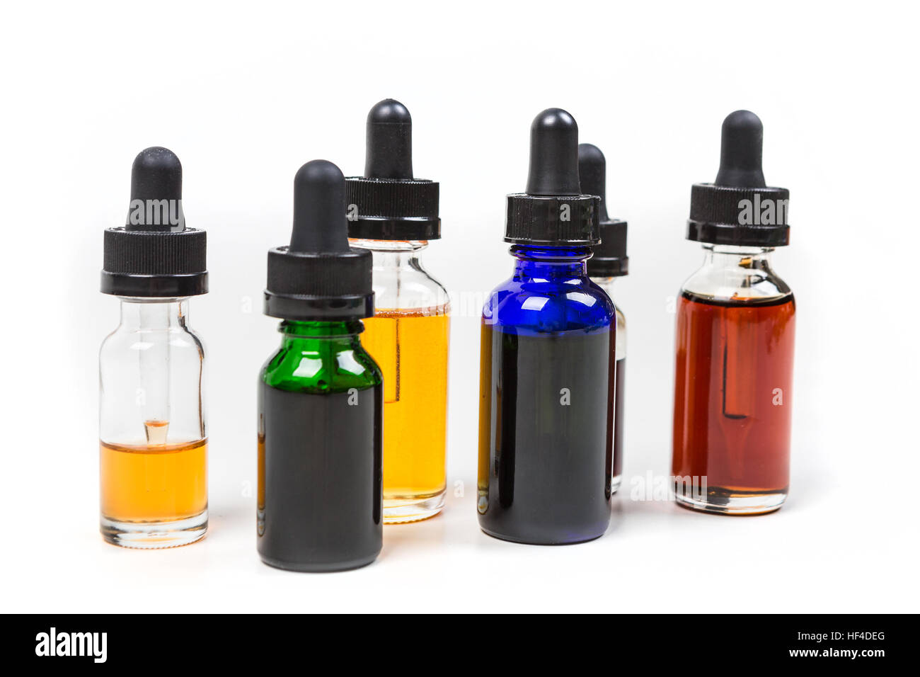 Assorted flavors of vape juice isolated on white background Stock Photo ...