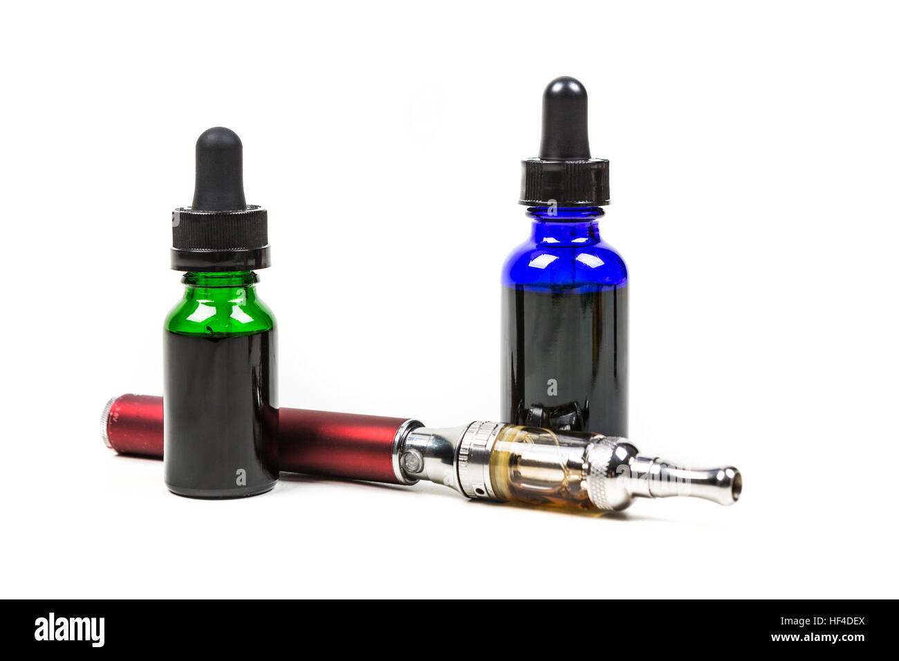 Ecigarette and flavored vape juice isolated on white background Stock ...