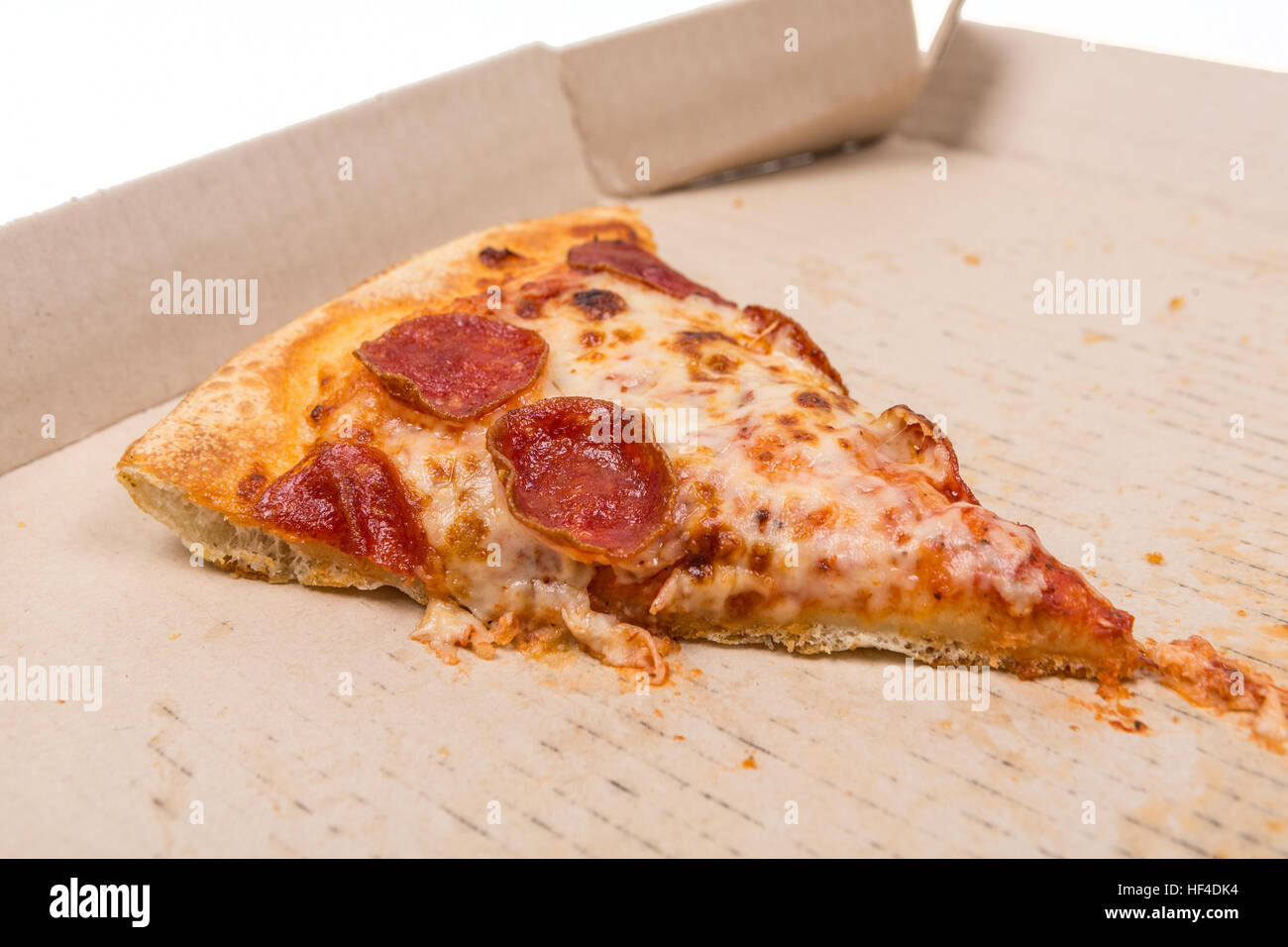 Leftover pizza in box isolated on white background Stock Photo - Alamy