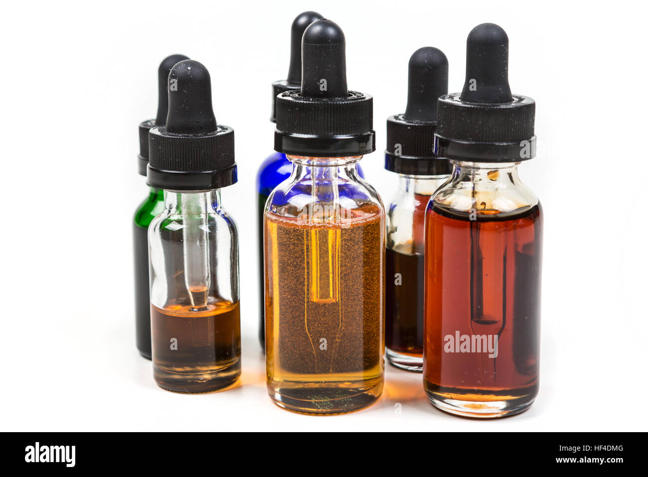 Assorted flavors of vape juice isolated on white background Stock Photo ...