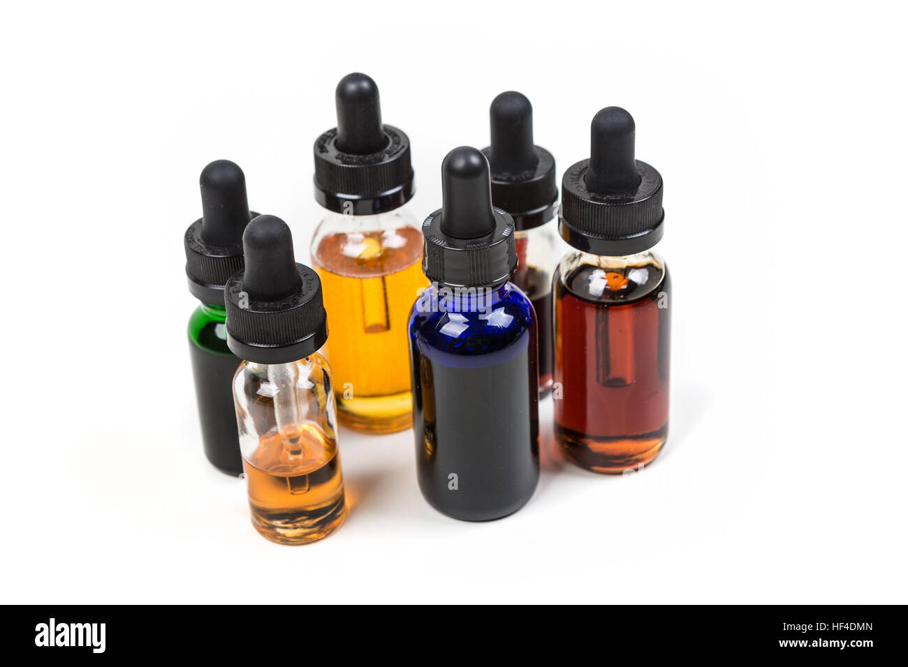 Assorted flavors of vape juice isolated on white background Stock Photo ...