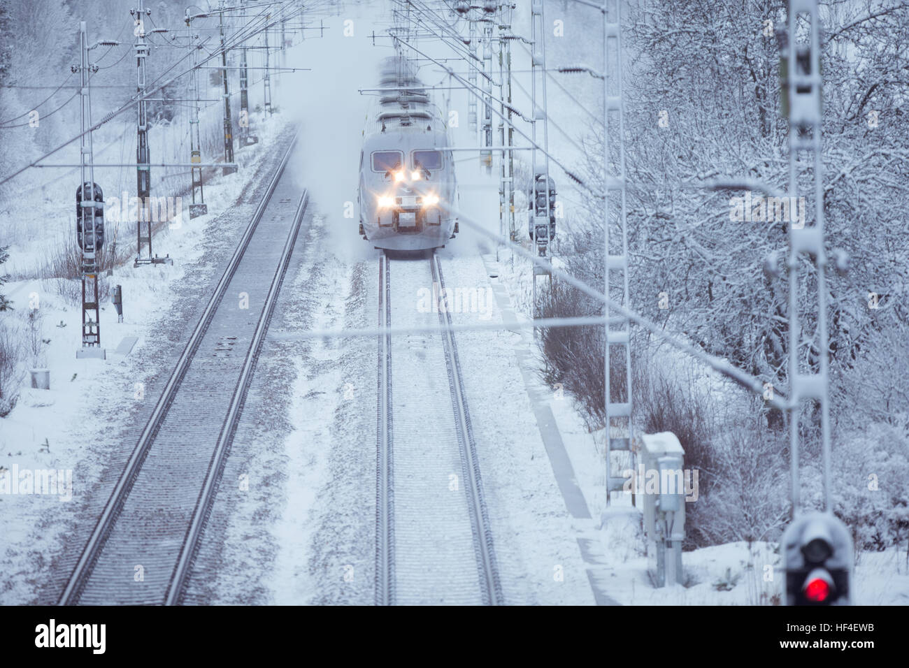 Inter city train in winter Stock Photo - Alamy