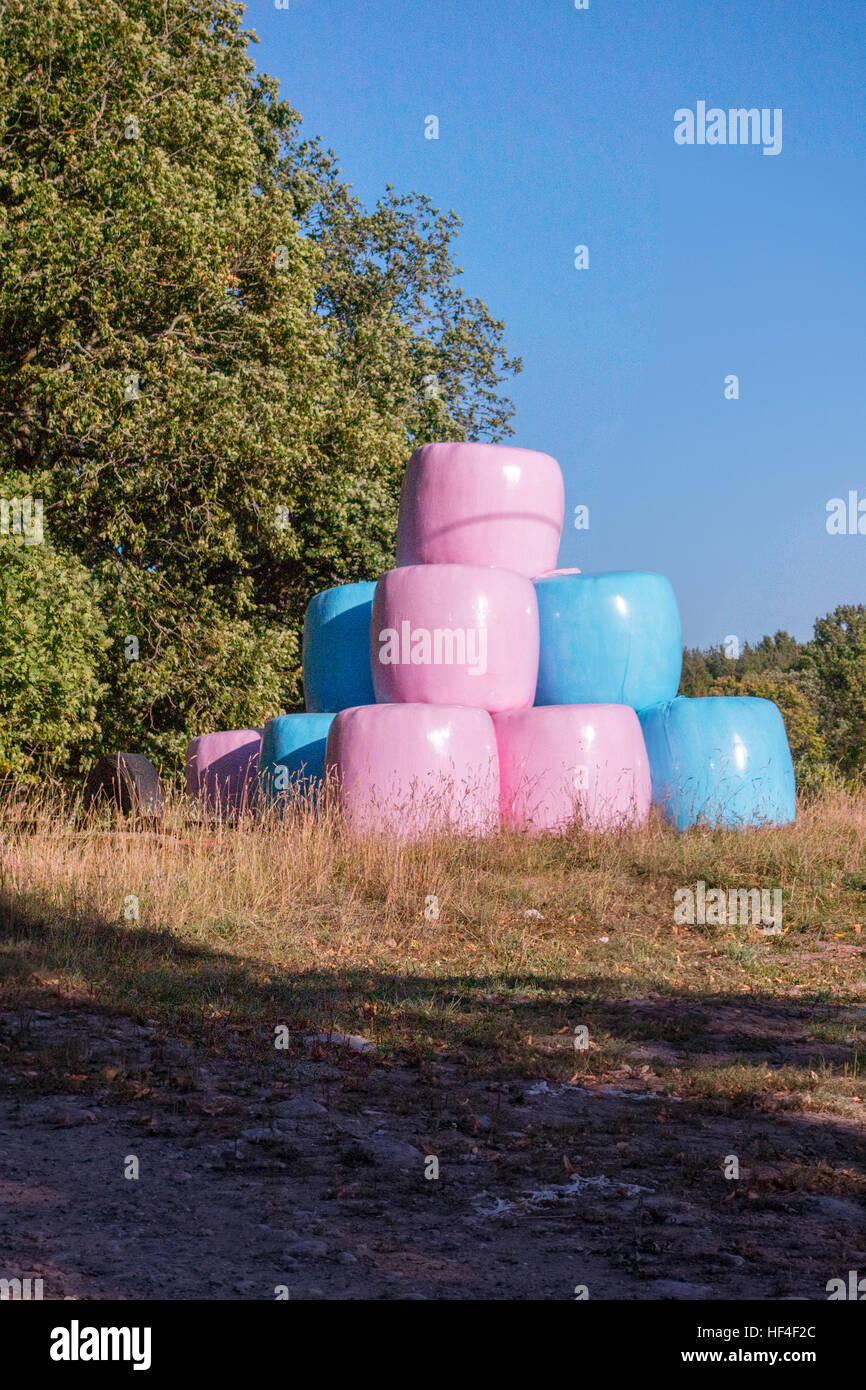 Colorful Large Round Bale Silage Stock Photo - Alamy